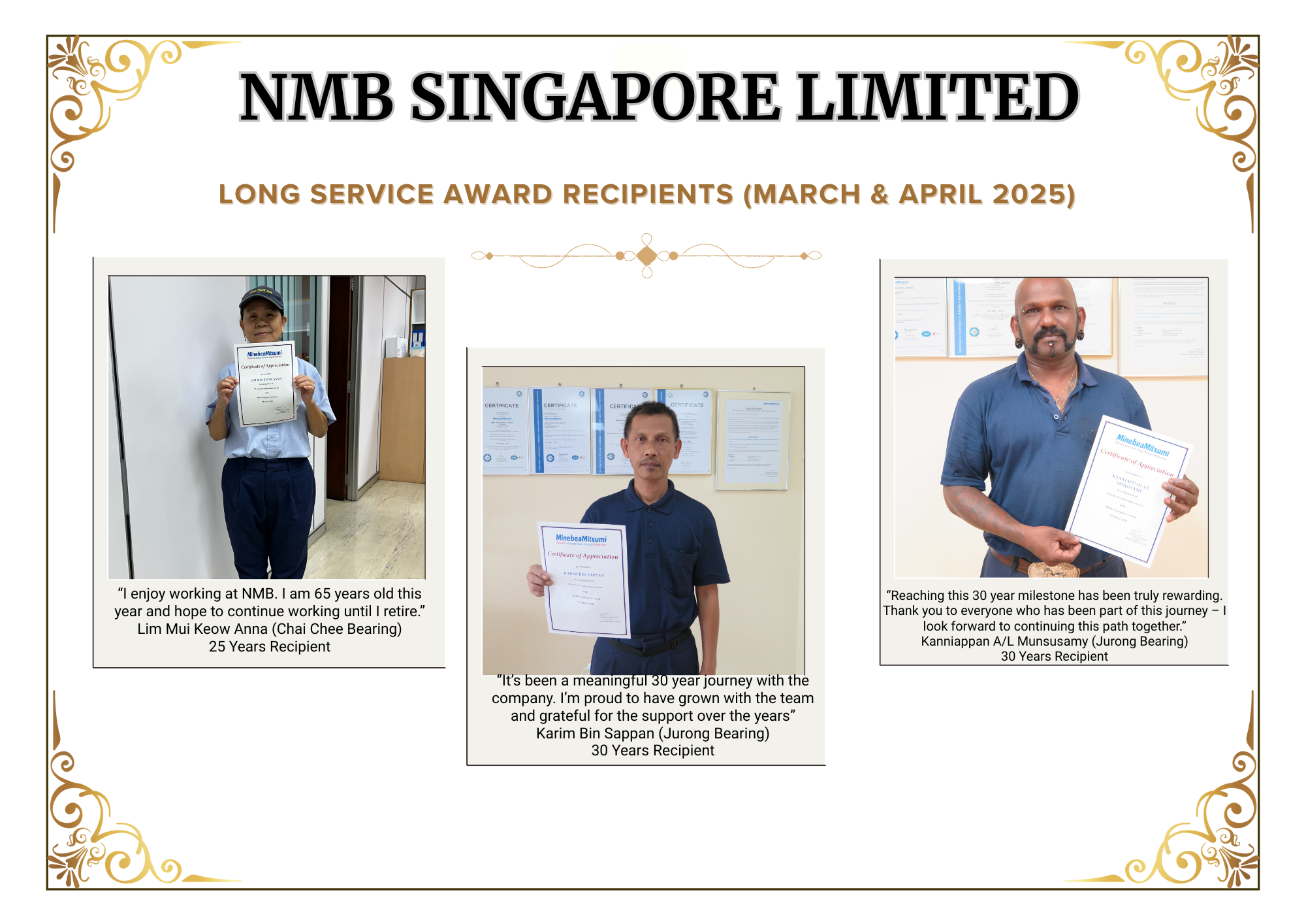 LONG SERVICE AWARD MARCH & APRIL 2025 – NMB Singapore Limited
